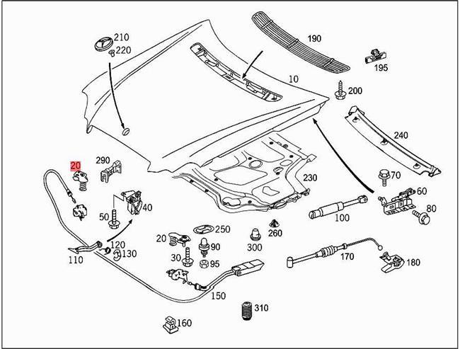 Genuine MERCEDES Hood Safety Catch W251 V251 A209 C209 CL203 S203 ...