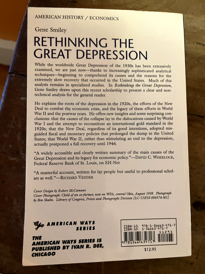 Rethinking the Great Depression by Gene Smiley Retail $13 9781566634717 ...