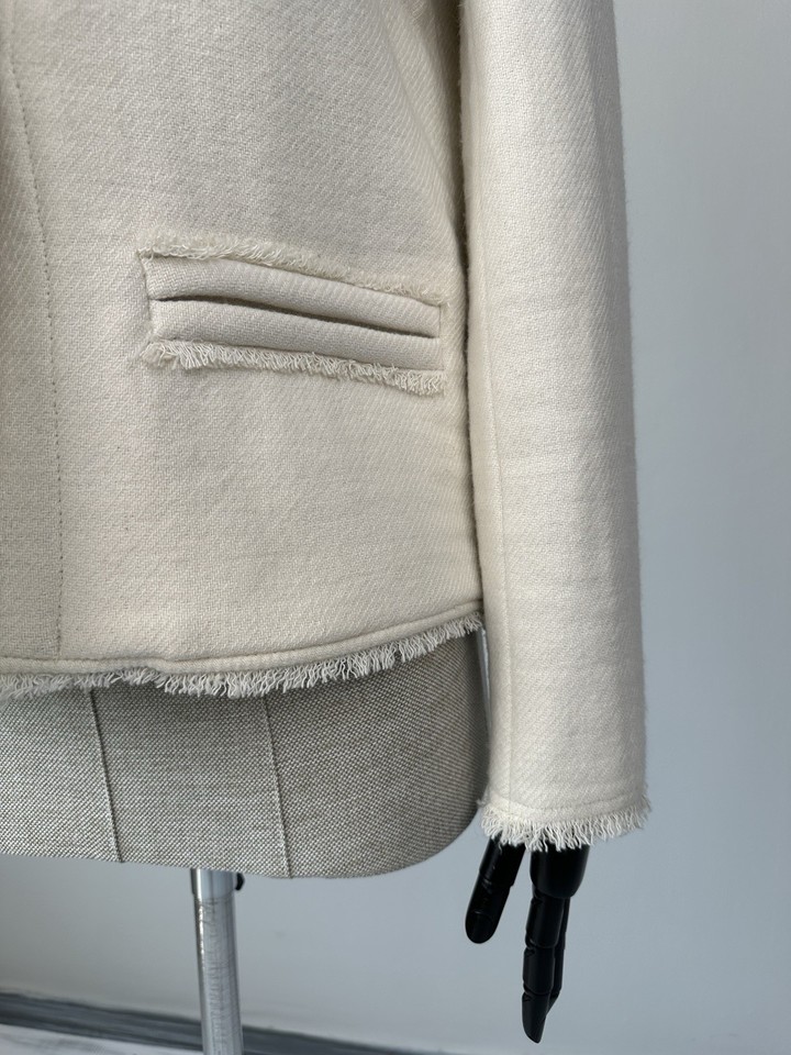 IRO Anglet Snap Front Wool Angora Blend Ecru Blazer Jacket | eBay