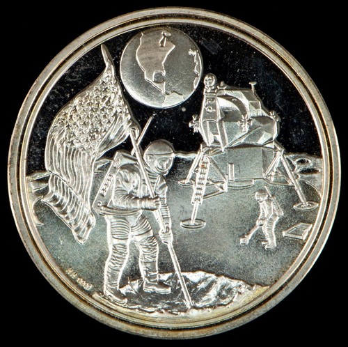 1969 LANDING ON THE MOON .999 Silver Coin Proof ALDRIN ARMSTRONG ...