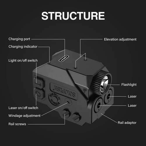 SOLOFISH 500lm Pistol Light and Slidable Red Green Laser Combo | eBay