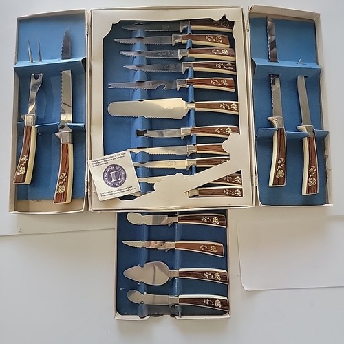 NOS! Vintage 1970s SHEFFIELD GOLDEN PRESTIGE 19 PC CUTLERY SET in ...