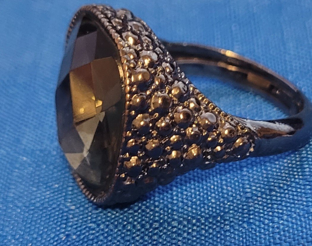 Vintage 90’s Chunky Black Crystal Rhinestone Statement Ring (Adjustable ...