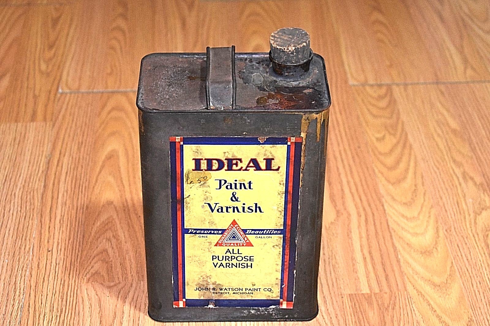 Vintage Ideal All Purpose Varnish 1 Gallon Can Tin John Watson Paint Co ...