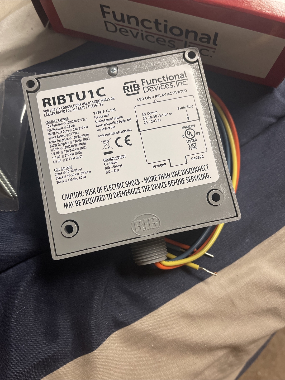 RIB Enclosed Relay RIBTU1C 10-30VAC/DC // 120VAC Coil 10A SPDT New ...