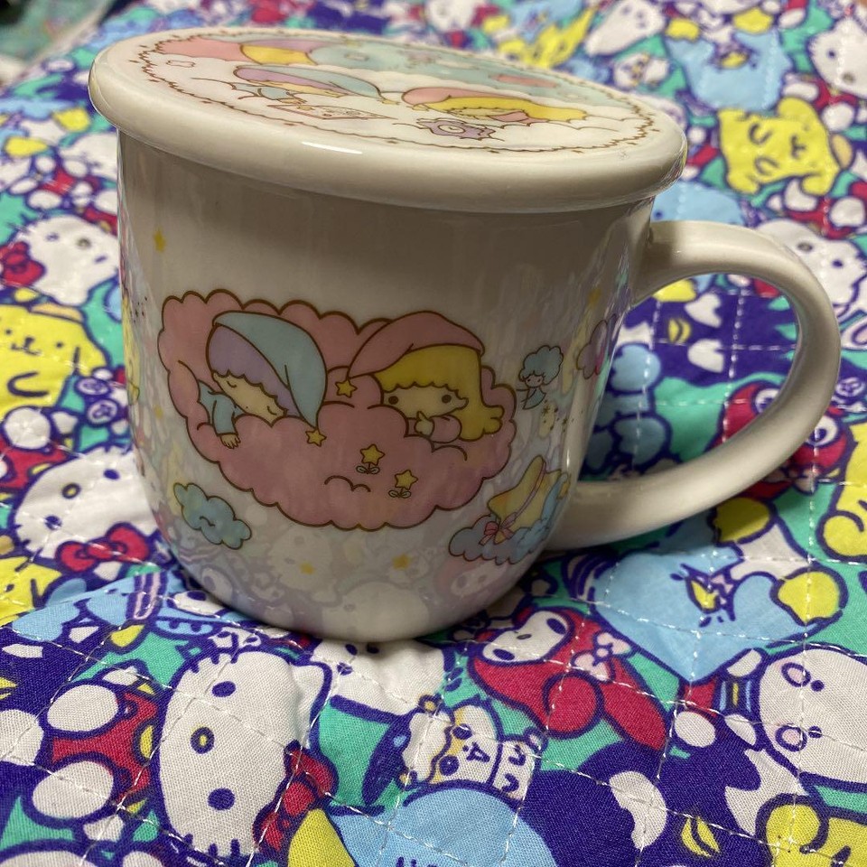 Sanrio Little Twin Stars Kiki & Lala Mug with Lid White Sanrio Little ...