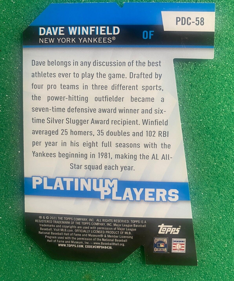 2021 Topps Platinum Players Dave Winfield #PDC-58 New York Yankees Die ...