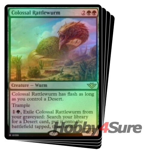 Foil Colossal Rattlewurm X4 M/NM Magic MTG Outlaws Of Thunder Junction ...