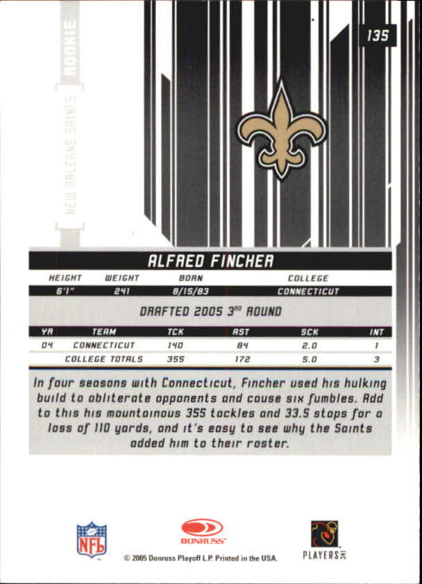 2005 Leaf Rookies and Stars #135 Alfred Fincher RC | eBay