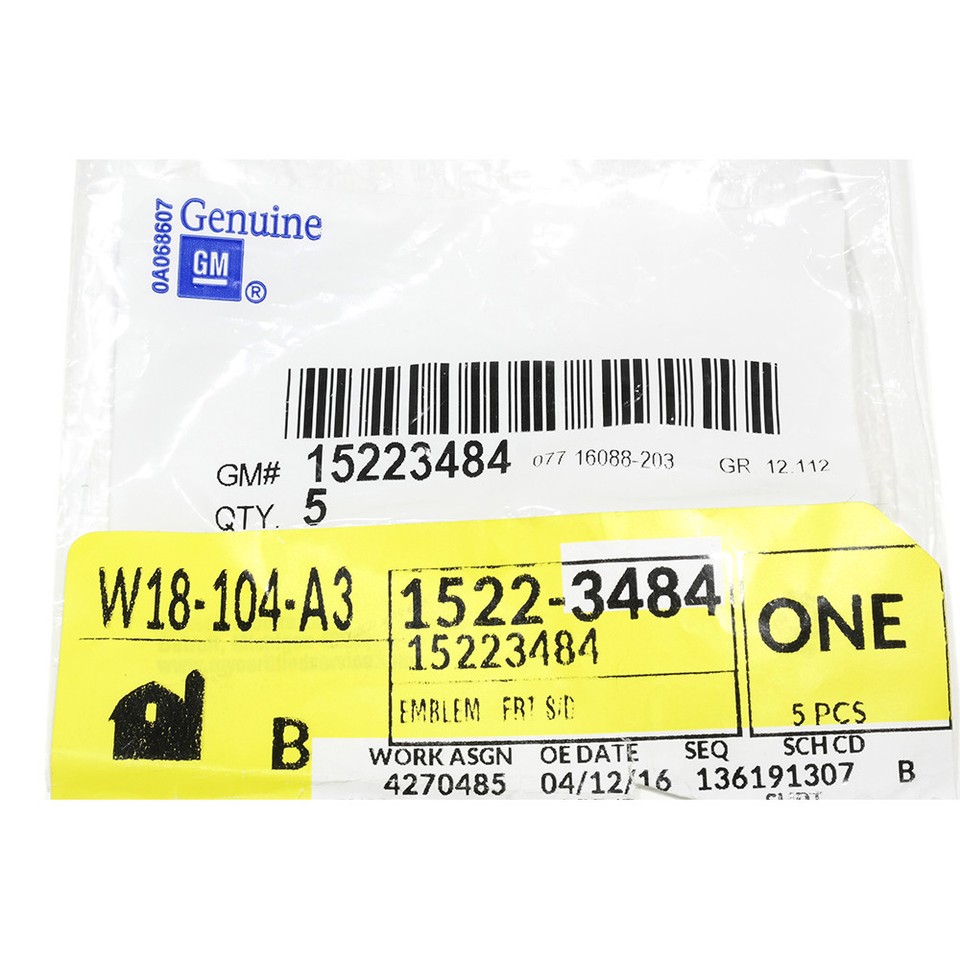 OEM NEW 2004-2016 GM Mark of Excellence 1" Square Fender Emblem Badge ...