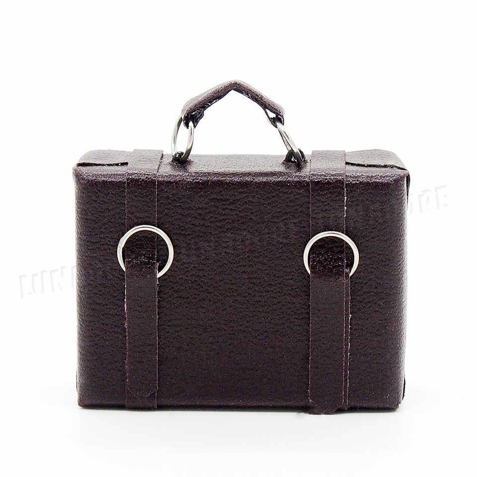 Leather Suitcase Wooden Box Vintage Briefcase Miniature Dollhouse Toy ...