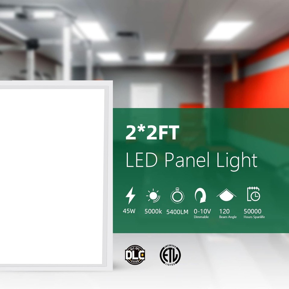 2-20PCS 2X2FT LED Flat Panel Light 45W Drop Ceiling Troffer Recessed ...
