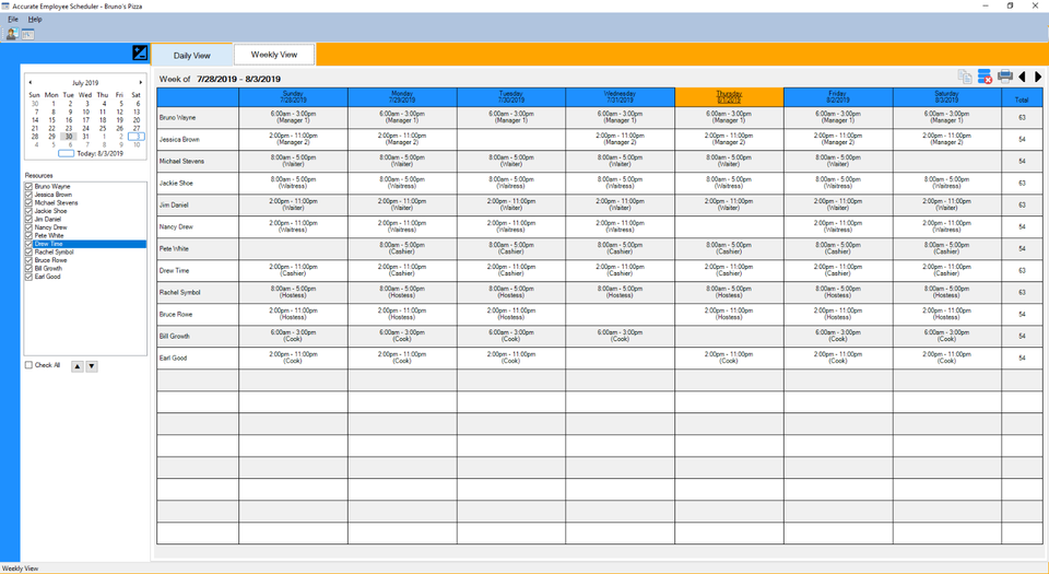 Accurate Employee Scheduler for Microsoft Windows PC Business Schedule ...
