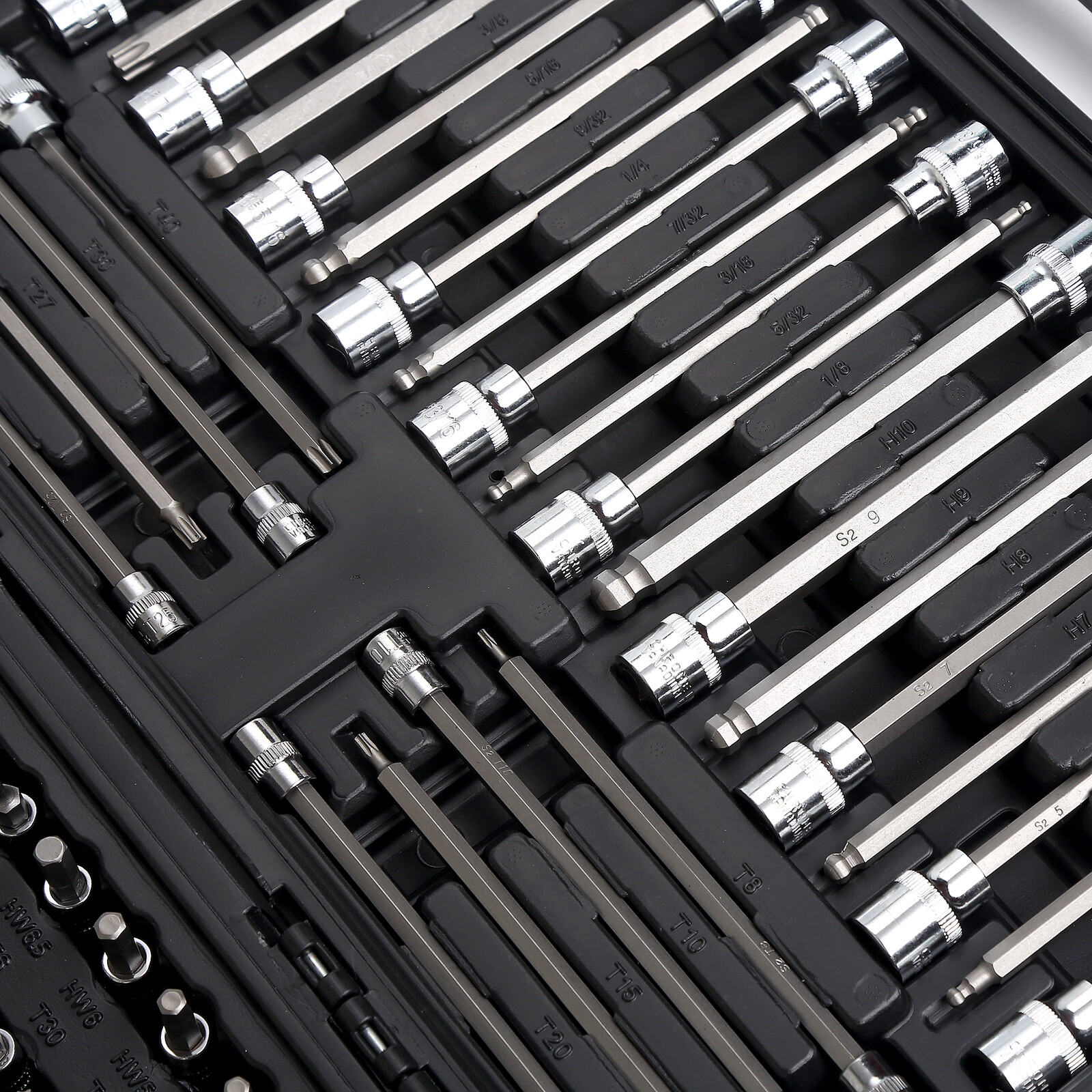 "107pcs 1/4"" 3/8"" 1/2"" Drive Bit Socket Set SAE & Metric Torx Hex ...