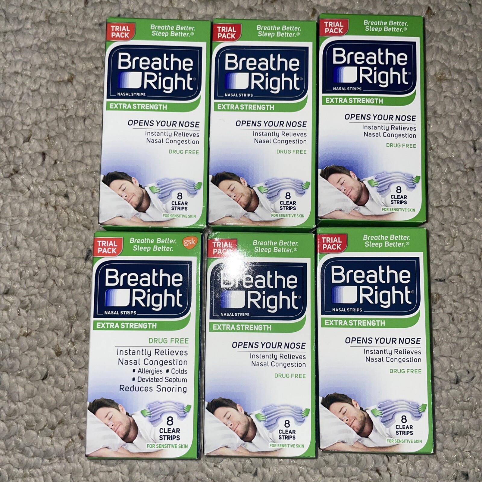 BREATHE RIGHT Clear Nasal Strips EXTRA STRENGTH Sensitive Skin 48 ...