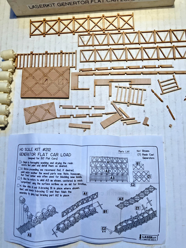 HO SCALE AMERICAN MODEL BUILDERS LASER CUT WOOD KIT GENERATOR FLAT CAR ...
