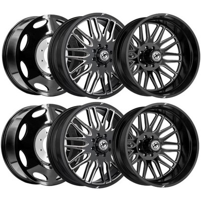 (Set-6) XF Off-Road XF-240 Dually 20x8.25 10x225 -202 Black wheels rims ...