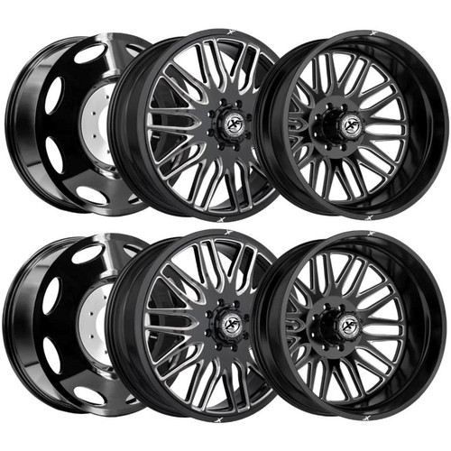 (Set-6) XF Off-Road XF-240 Dually 20x8.25 10x225 -202 Black wheels rims ...