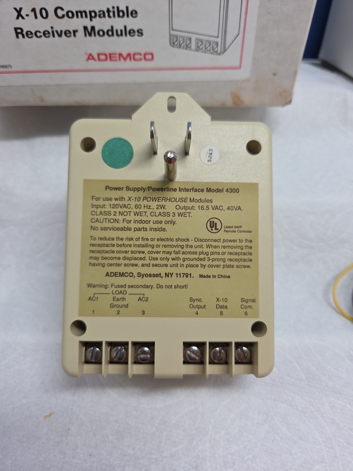Ademco Power Supply Powerline Interface X - 10 Receiver Modules Number ...
