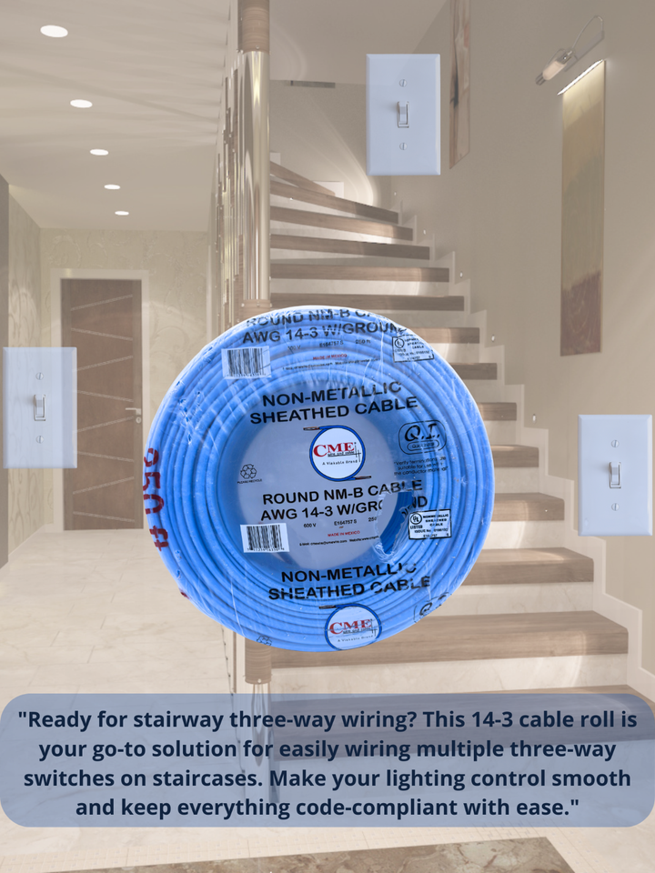 CME 14/3 NM-B W/GROUND COPPER WIRE 250FT INDOOR RESIDENTIAL CABLE NEW ...