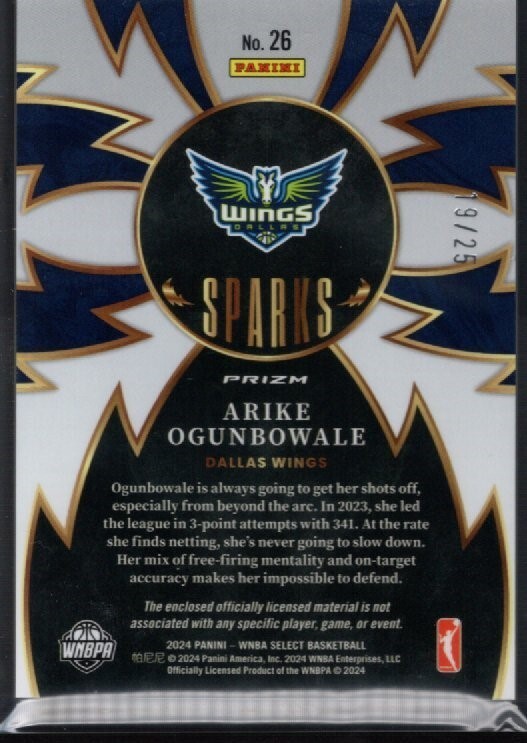 2024 Panini WNBA Select Basketball #26 Arike Ogunbowale Patch Tie Dye ...