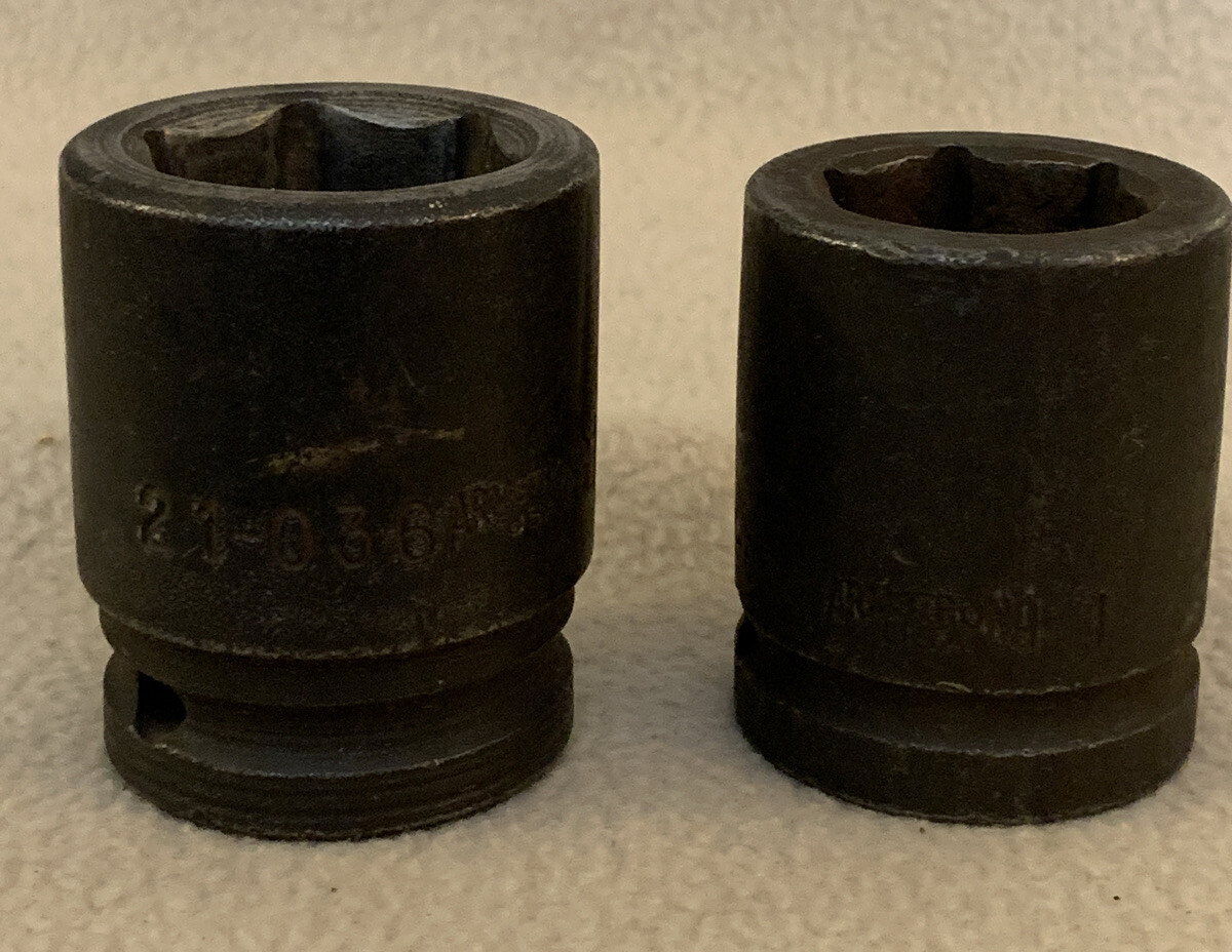 Armstrong Sockets 21-036 & 21-032 Drive Impact Sockets 1-1/8” & 1” 6 Pt ...