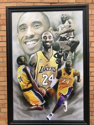 Kobe Bryant Legends Collage NBA Tribute Wood Framed Textured Picture ...