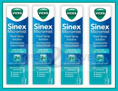 4x Vicks Sinex Micromist Nasal Spray-Unblocks Nose Fast- Hayfever ...