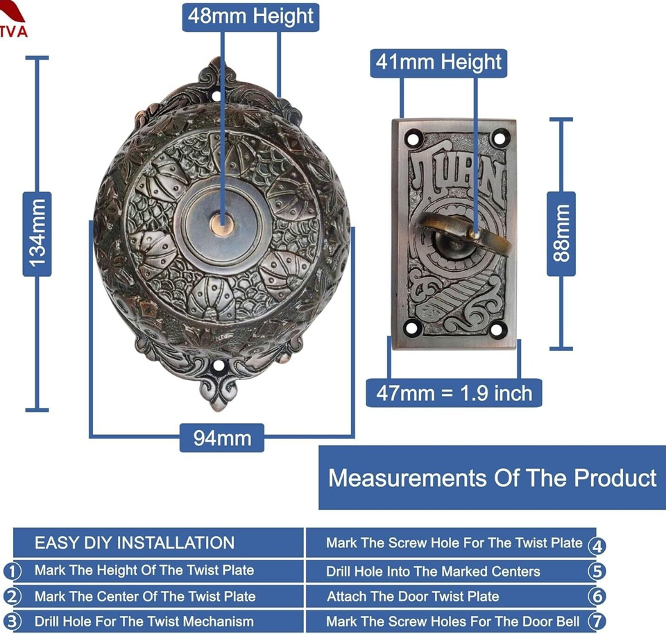 Victorian Style Twist Bell Vintage Look Doorbell Ringer Antique Front ...