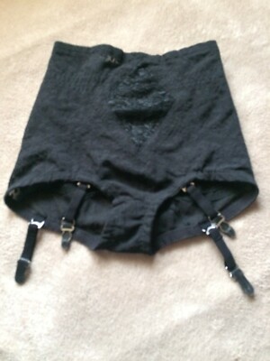 Rago M/28 Black Vintage Lacette Brief Extra-Firm Shaping with Garters ...