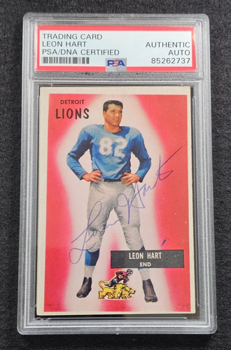 1955 LEON HART Signed Bowman Card-1949 HEISMAN-NOTRE DAME-DETROIT LIONS ...