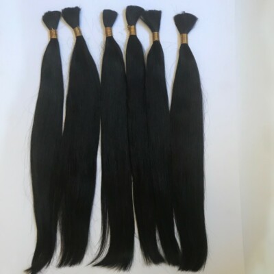 6 Bundles Remy Silky Straight Yaki Bulk Braiding 100% Human Hair 18"~24 ...