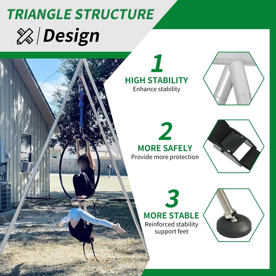 10FT Portable Aerial Yoga Stand Frame Rig Swing Bar Fitness Indoor ...