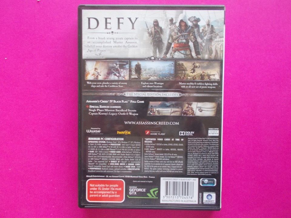 Assassin's Creed IV - Black Flag - PC DVD-ROM - 3 Discs Inc. Manual ...