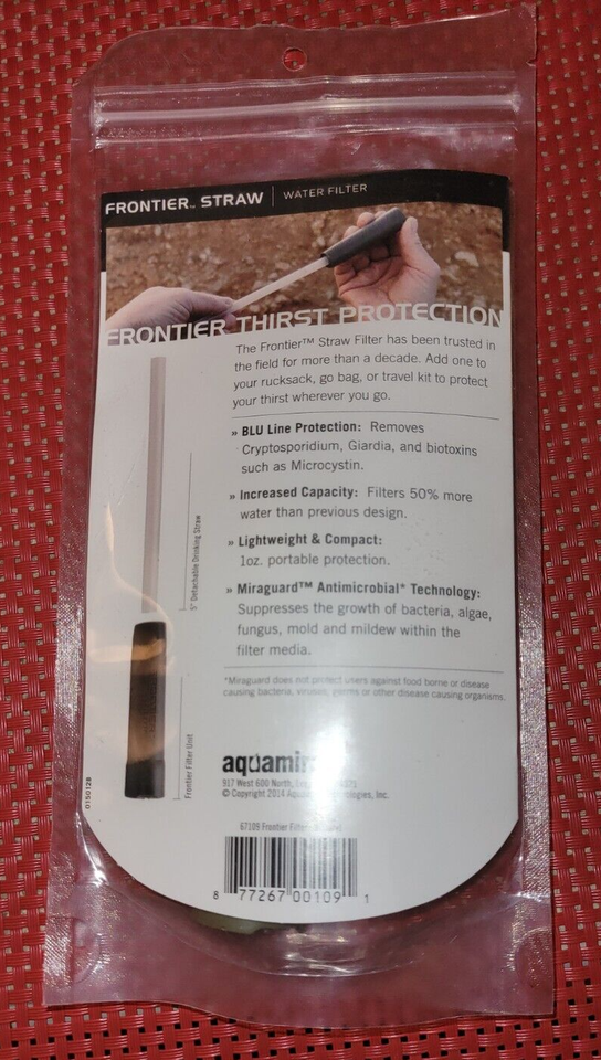 Aquamira Frontier Water Filter Straw 30 Gallon Emergency Survival ...