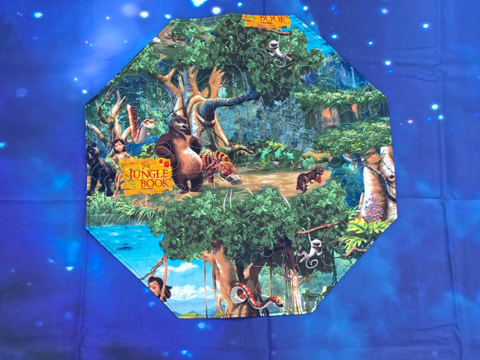 Handmade Quilted table topper octagon Disney Jungle Book Mowgli Animals ...