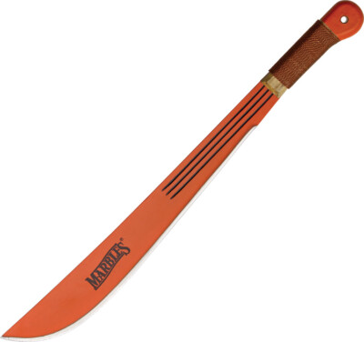 Marbles 24" Machete Orange Coated Carbon Blade Full Tang Wood Handle ...