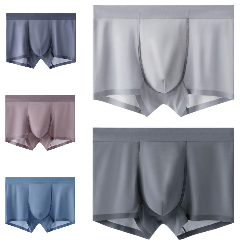 Mens Ice Silk Thin Boxer Briefs Sheer Breathable Cooling Underwear ...