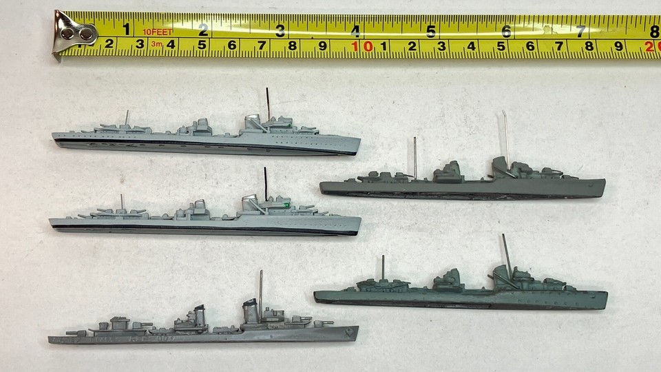 Lot Of 5 WW2 German Destroyers Z1-Z5 Comet Hansa Waterline Ships Models ...