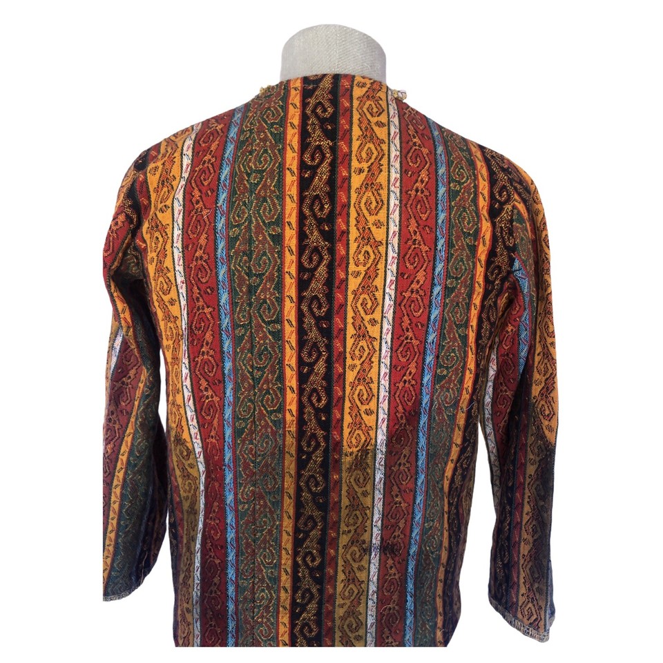 Vintage sweater Turkish Hand Knit Mercerized COTTON Multi Color Tunic ...