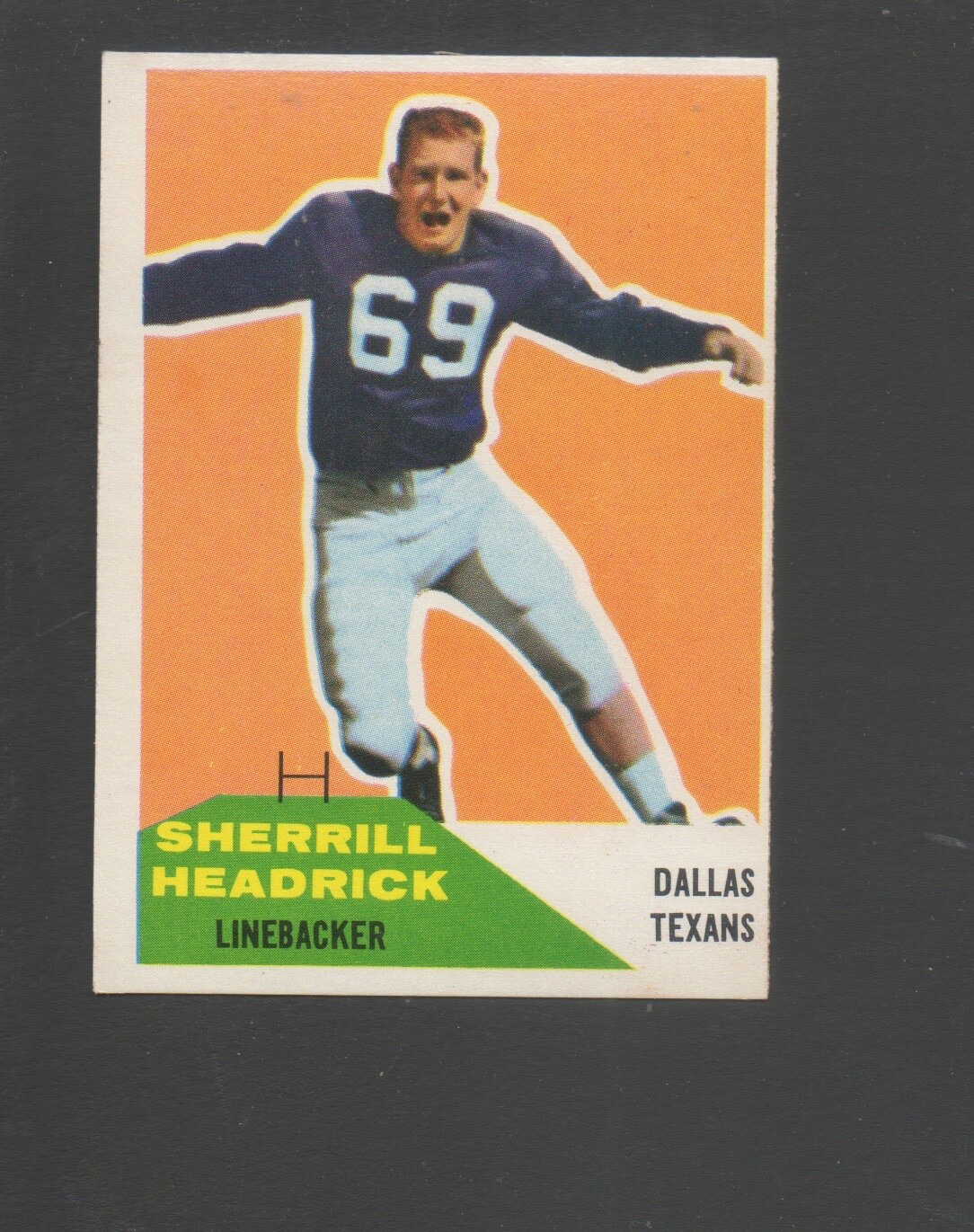 1960 Fleer Football Card #59 Sherrill Headrick-Dallas Texans Ex Mint ...