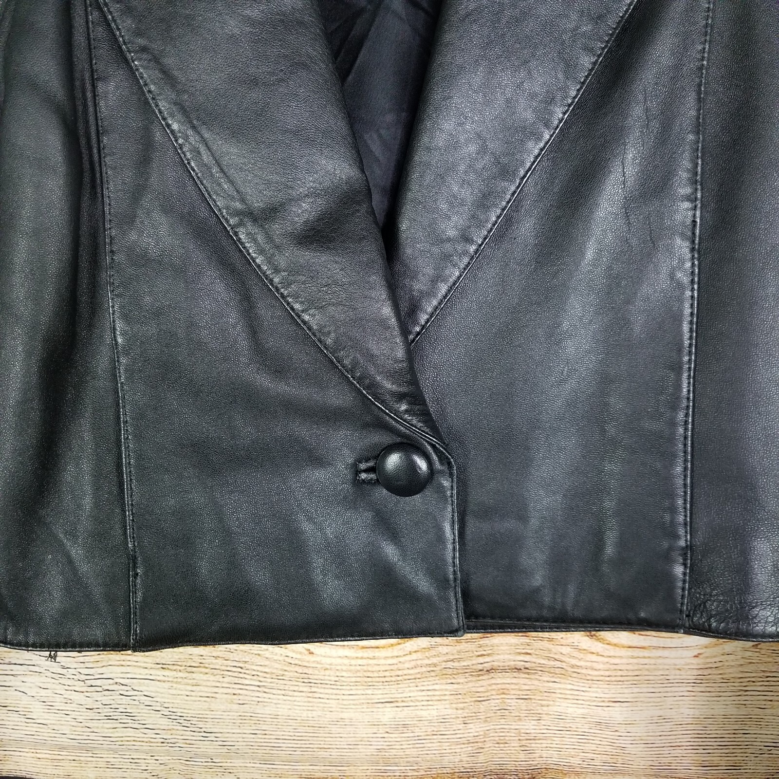 Vtg Pelle Cuir Leather Jacket Womens L Black Cropped … - Gem