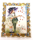 Cupid Umbrella Raining Hearts Vtg Valentine Day Greeting Card I Love ...