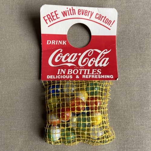 Coca Cola Marbles (NEW 1960s) Yellow Mesh Bag Collectible Vintage VTG ...