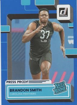Brandon Smith 2022 Donruss #395 Blue Press Proof RC Carolina Panthers ...