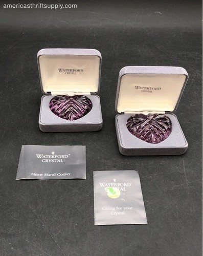 Waterford Purple Crystal Heart Sheridan Paperweight Set Of 2 | eBay
