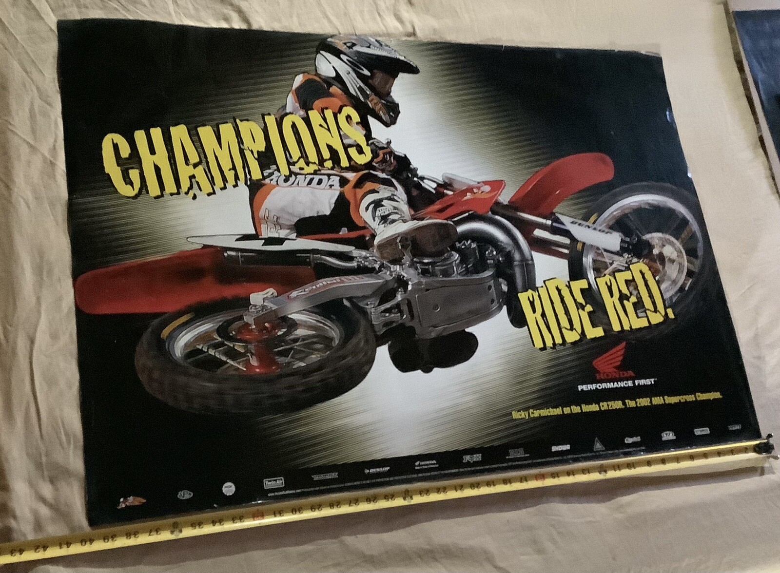 Ricky Carmichael Ride Red Team Honda POSTER Vintage Supercross ...