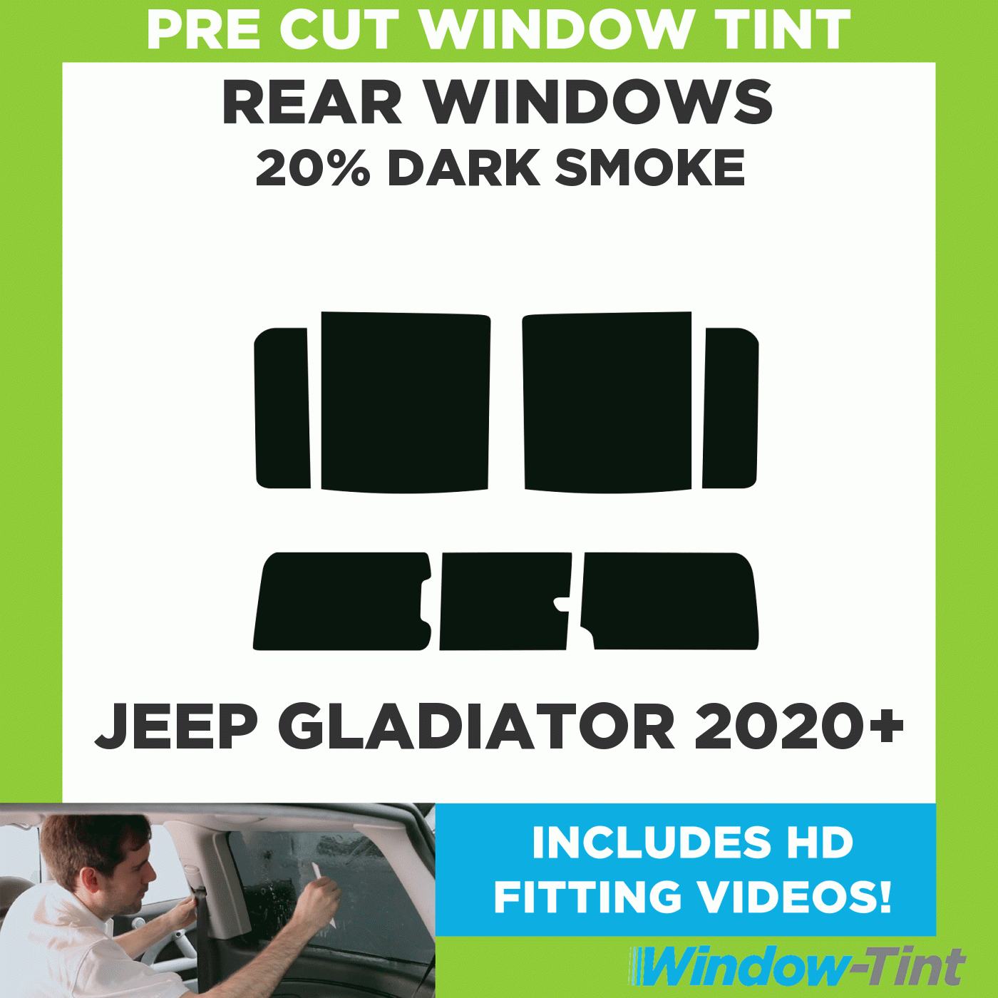 For Jeep Gladiator 2020+ Pre Cut Window Tint Kit 20% Dark Rear Car ...