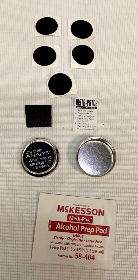 Lot of 5 Pro Patch Glueless Inner Tube Patch Kits. 5 patches and sand ...