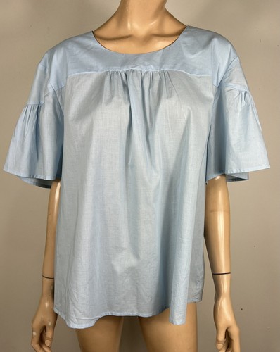 Basque Blue Cotton Blouse - Size 18 - New With Tags | eBay